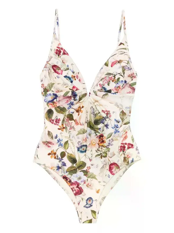 Zimmermann Floral-print One-piece Swimsuit - Neutrals