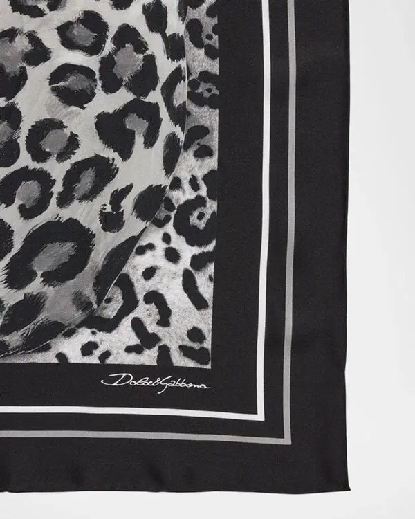 Dolce & Gabbana Print Silk Twill Foulard Scarf - Leopard