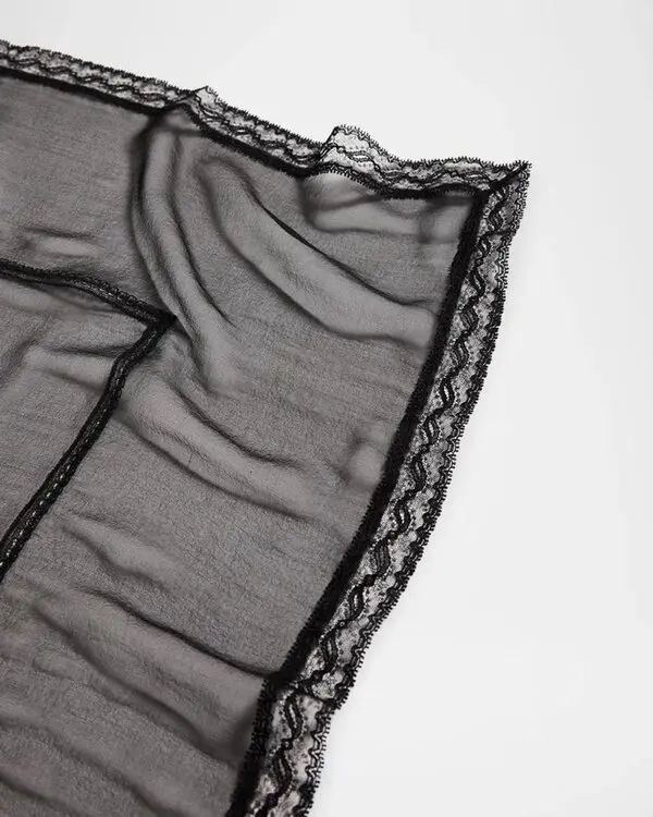 Dolce & Gabbana Lace Band Chiffon Scarf - Black