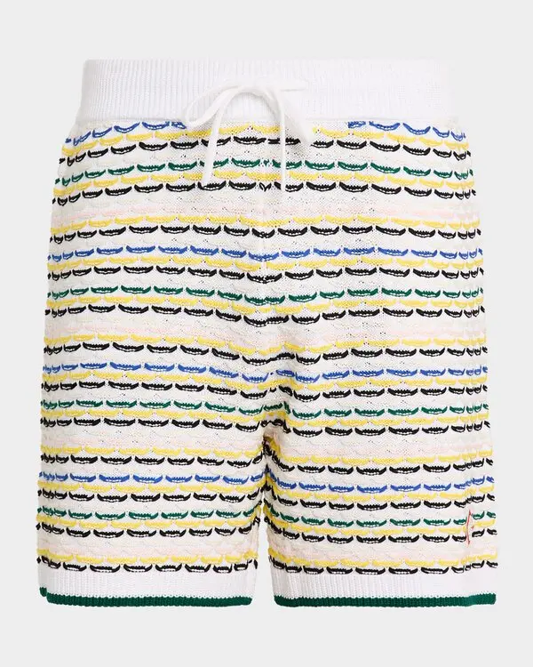 Casablanca Tuck Stitch Stripe Knit Drawstring Shorts - Multi