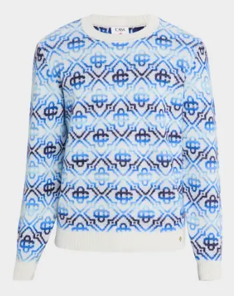 Casablanca Monogram Knit Crewneck Sweater - Space Dye
