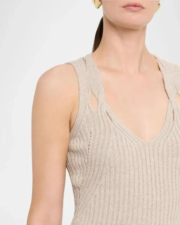 REISS Alethia Cutout Knit Tank Top - Neutral