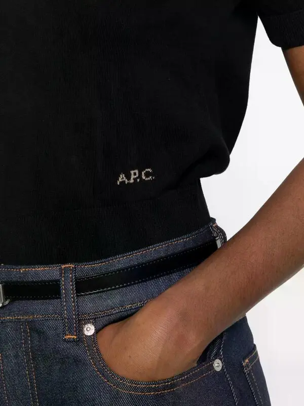 A.p.c. Logo Detail Polo Top - Black