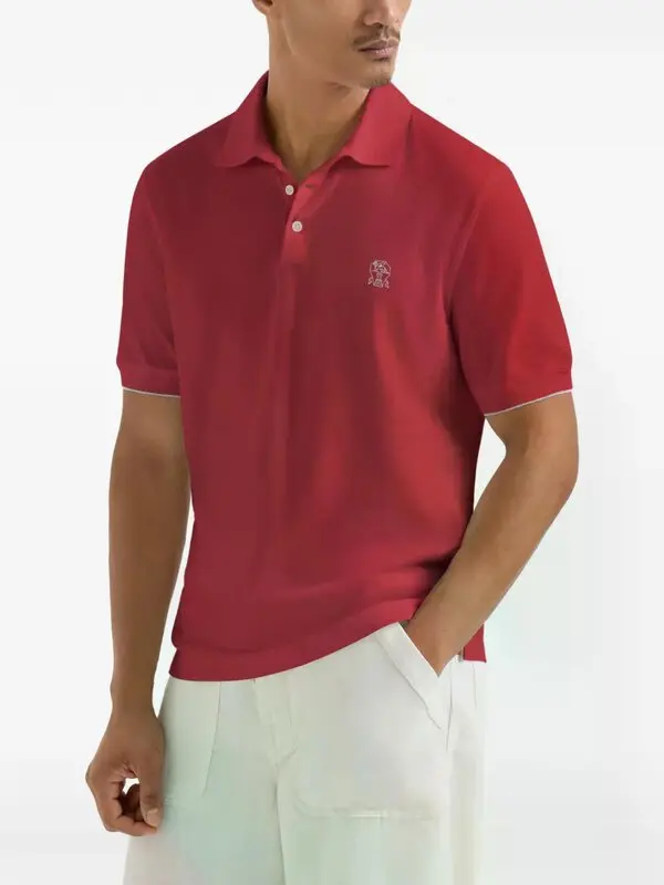 Brunello Cucinelli Logo-embroidered Piqué Polo Shirt