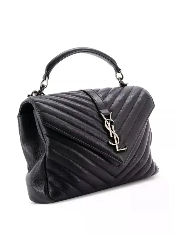 Saint Laurent Monogram College Bag Matelasse Chevron Leather Medium - Black