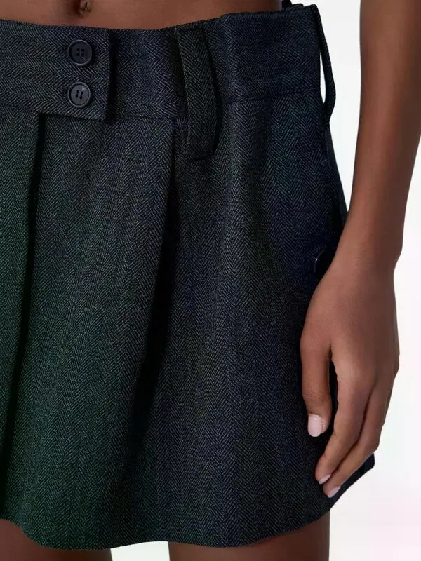 Prada Pleated Mini A-line Skirt With Buttons