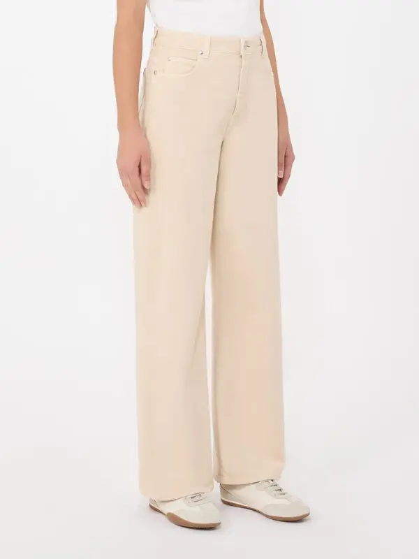 Max Mara Cotton Drill Wide-leg Trousers - Sand
