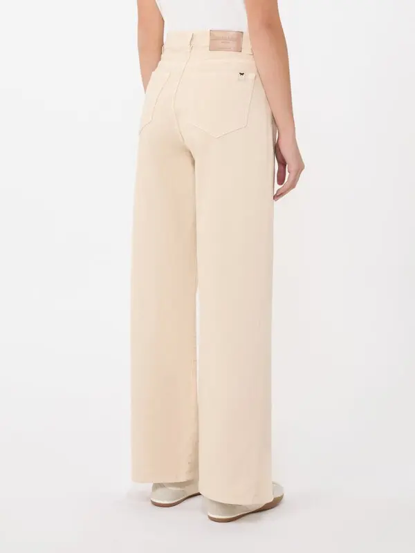 Max Mara Cotton Drill Wide-leg Trousers - Sand