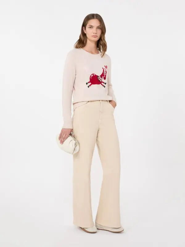 Max Mara Cotton Drill Wide-leg Trousers - Sand