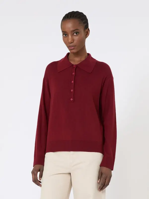 Max Mara Wool Knit Polo Sweater - Raspberry