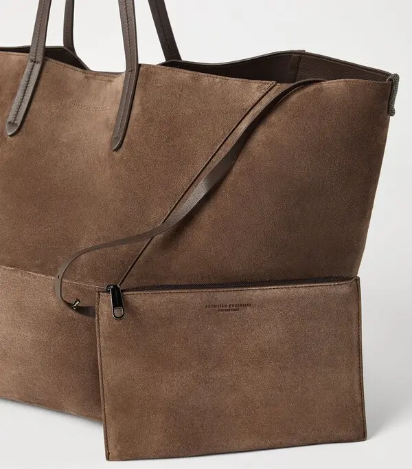 Brunello Cucinelli Large Suede Tote Bag - Brown