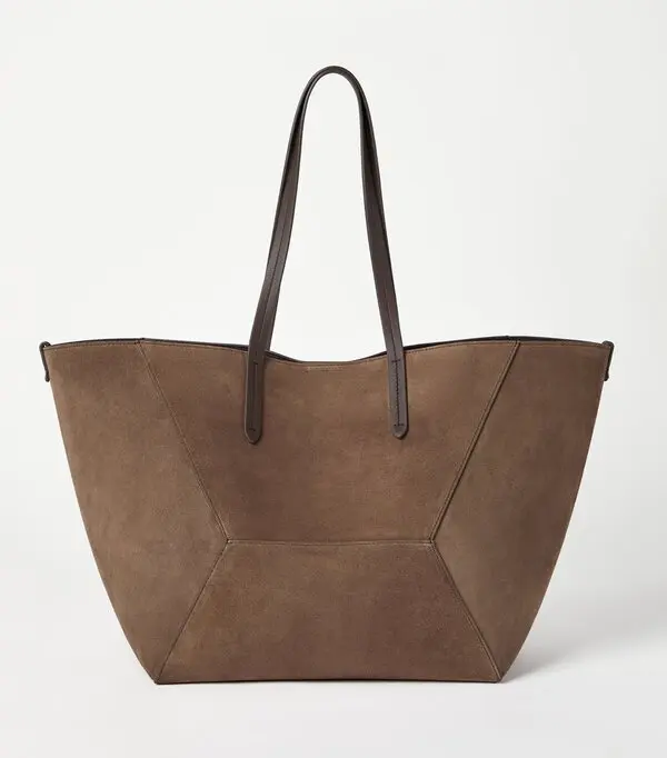 Brunello Cucinelli Large Suede Tote Bag - Brown