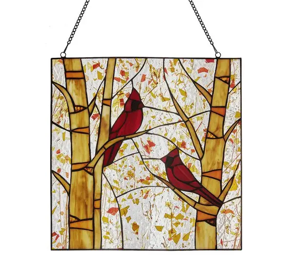 RIVER OF GOODS 14' H Red Stained Glass Nature W Indow Panel - One-color