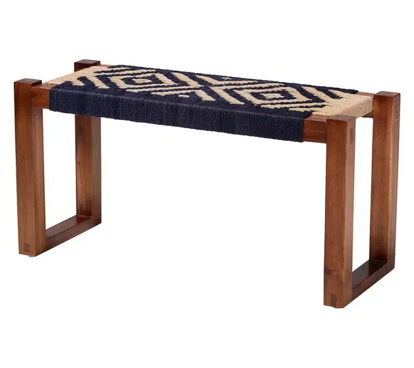 BALI & PARI Prunella Seagrass And Acacia Wood Accent Bench - One-color