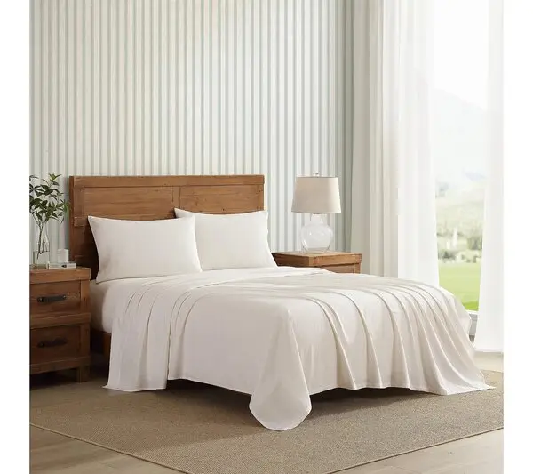 Laura Ashley Chelsie Vine Beige Cotton Percale Twin Sheet Set - One-color