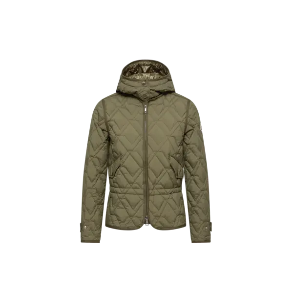 Moncler Lilas Geometric Quilted Hooded Down Jacket