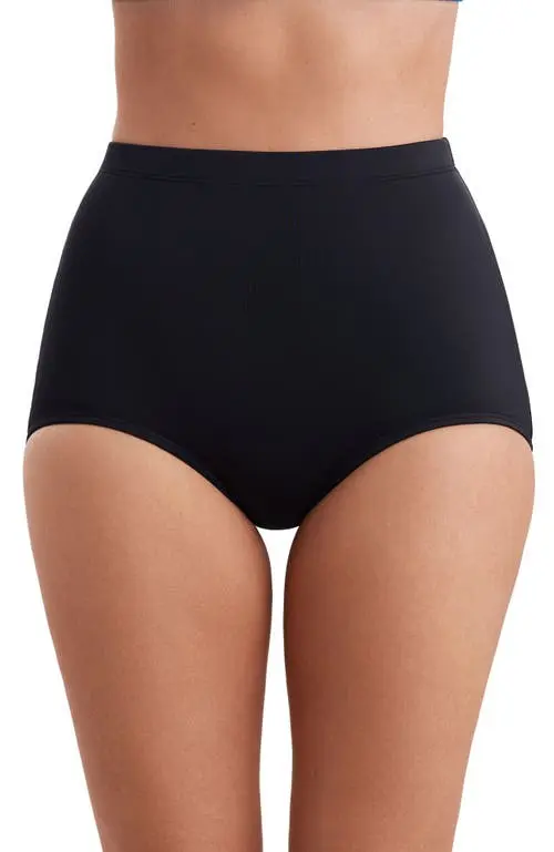 SHAPESOLVER Full Hipster Brief Swimsuit Bottom - Black