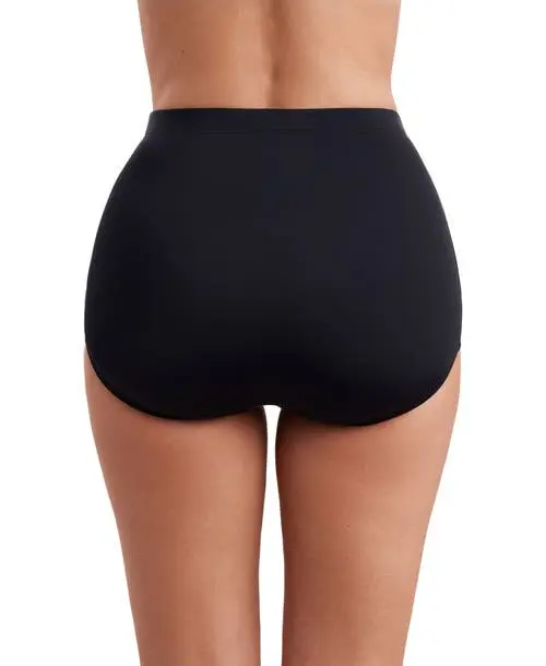 SHAPESOLVER Full Hipster Brief Swimsuit Bottom - Black