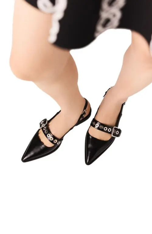 Maje Flat Leather Slingbacks