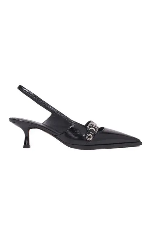 Maje Leather Slingback Pumps With Eyelet Strap