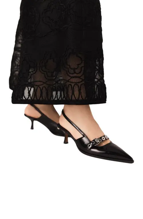 Maje Leather Slingback Pumps With Eyelet Strap