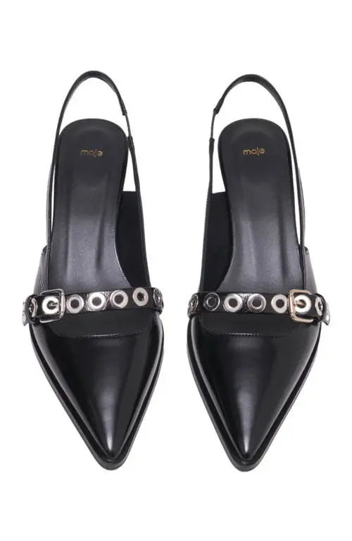 Maje Leather Slingback Pumps With Eyelet Strap