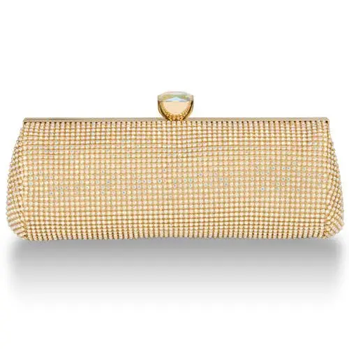 WHITING & DAVIS Grace Crystal Top Clutch - Metallic Gold
