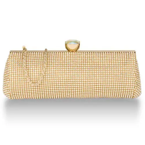 WHITING & DAVIS Grace Crystal Top Clutch - Metallic Gold