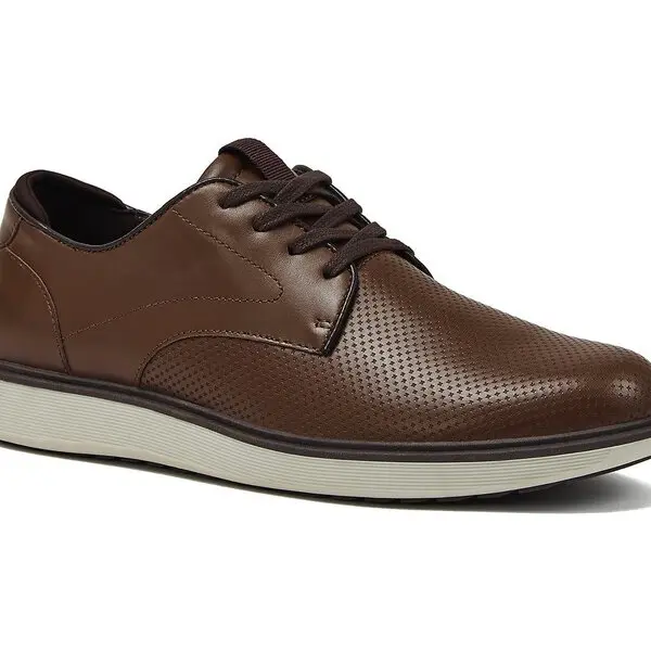 LANDS' END Leather Lace Up Derby Oxford - Dark Caramel