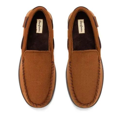DEARFOAMS Keaton Microsuede Moccasin Slipper - Tan