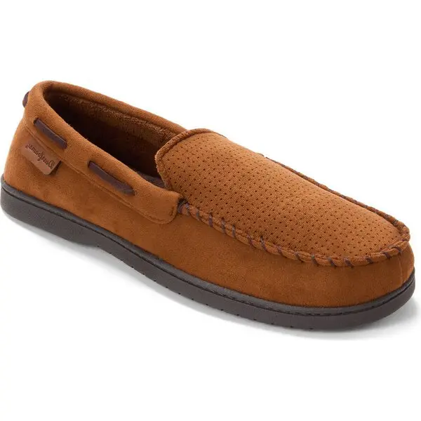 DEARFOAMS Keaton Microsuede Moccasin Slipper - Tan