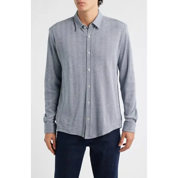 BOSS Roan Kent Cotton Button-up Shirt - Dark Blue