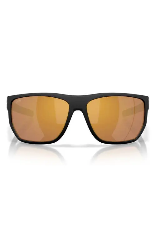 COSTA DEL MAR Santiago 63mm Polarized Rectangular Sunglasses - Black/gold