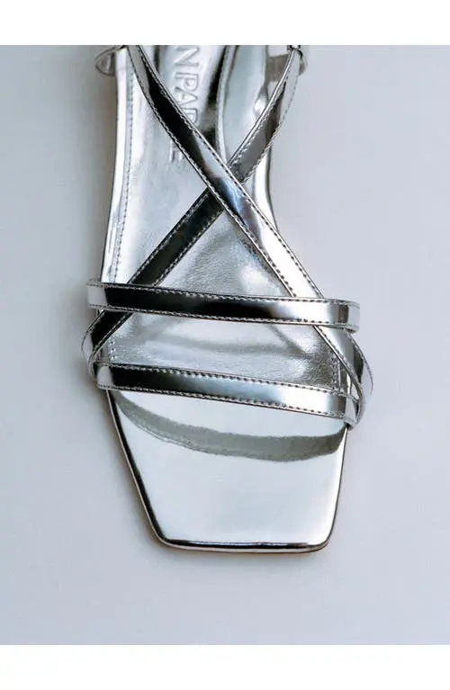 Marion Parke Sabine Mirrored Leather Flat Sandal - Silver