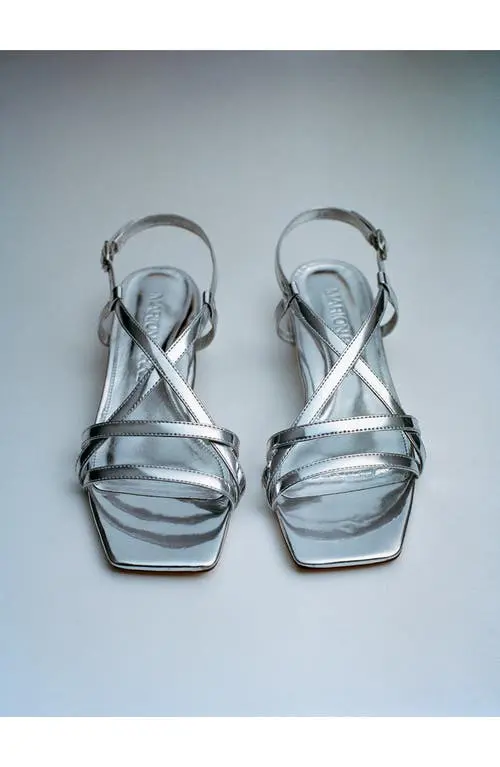 Marion Parke Sabine Mirrored Leather Flat Sandal - Silver