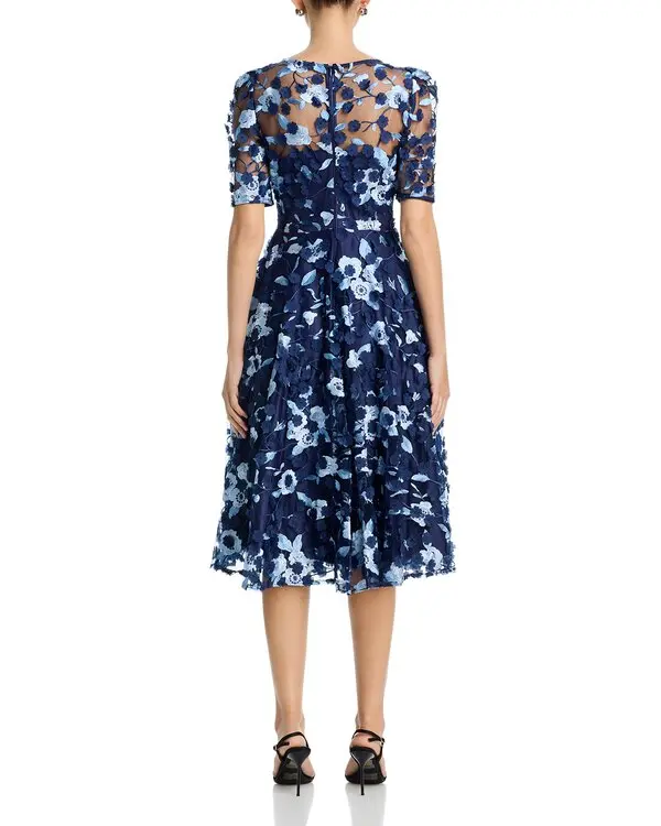 Eliza J Floral Elbow Sleeve Short Dress