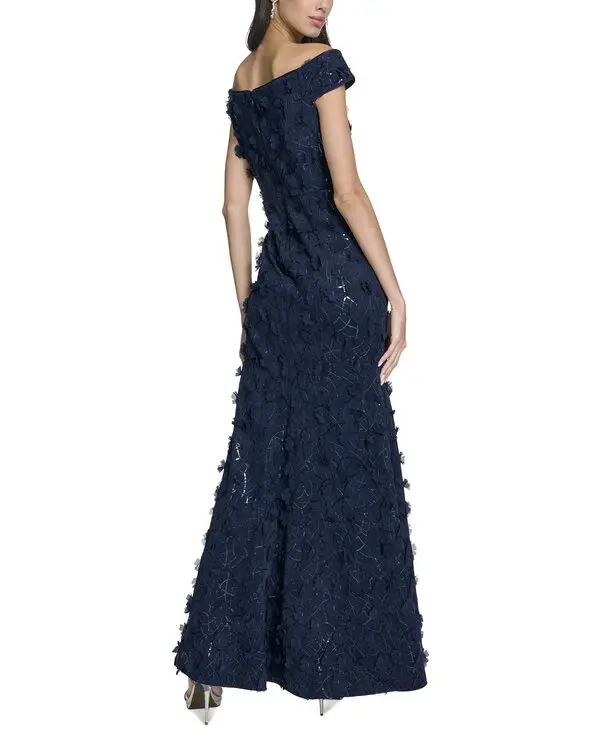 Eliza J Women's Off-The-Shoulder Maxi Gown - Navy - 14