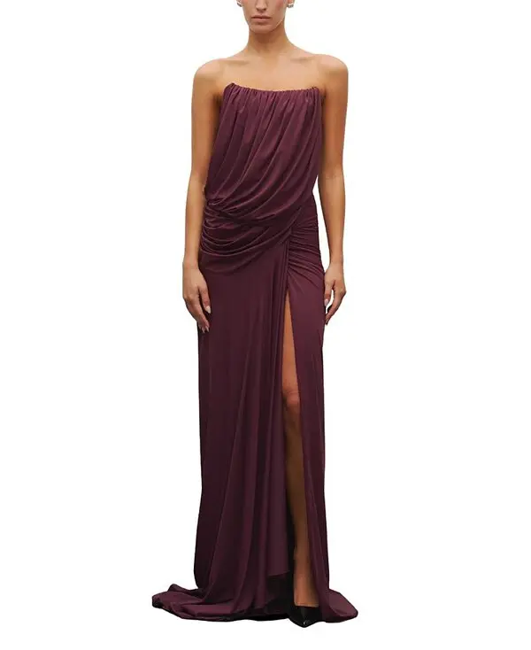 HEIRESS BEVERLY HILLS Gathered Drape Gown - Mauve Wine