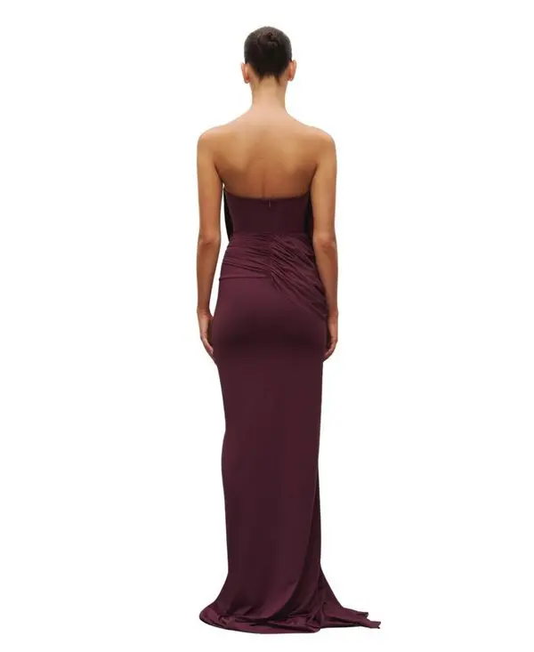 HEIRESS BEVERLY HILLS Gathered Drape Gown - Mauve Wine