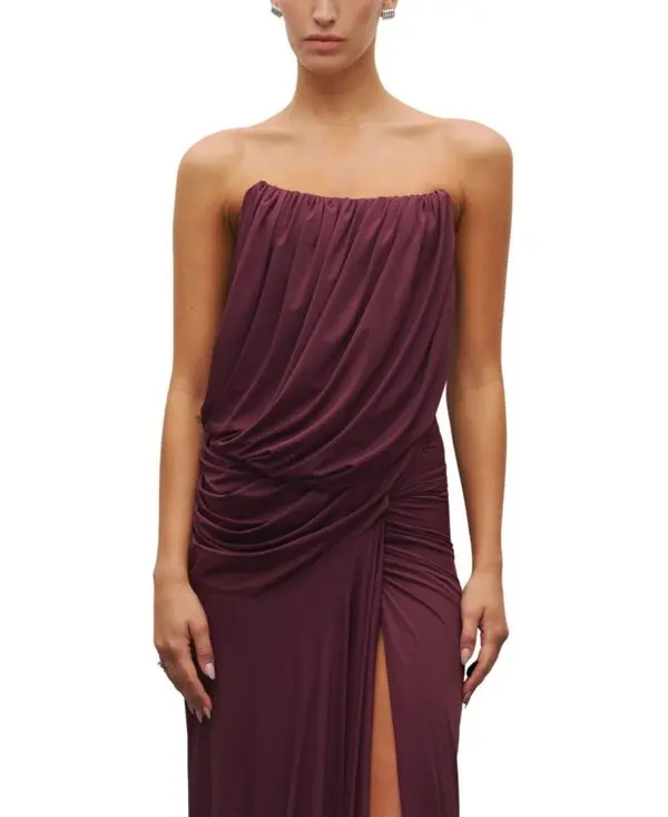 HEIRESS BEVERLY HILLS Gathered Drape Gown - Mauve Wine