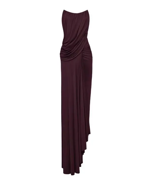 HEIRESS BEVERLY HILLS Gathered Drape Gown - Mauve Wine
