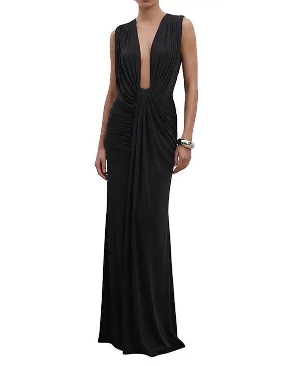HEIRESS BEVERLY HILLS The Plunge Drape Gown - Black
