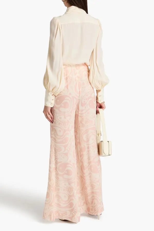 Zimmermann Floral-appliquéd Crepe De Chine Shirt - Cream