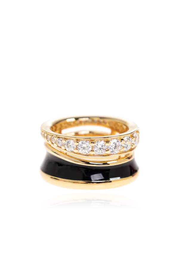 FERRAGAMO Ring With Crystals And Enamel - Gold