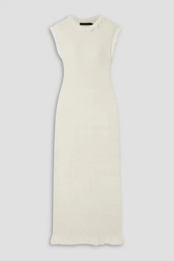 Proenza Schouler Cutout Bouclé-knit Maxi Dress - Ivory