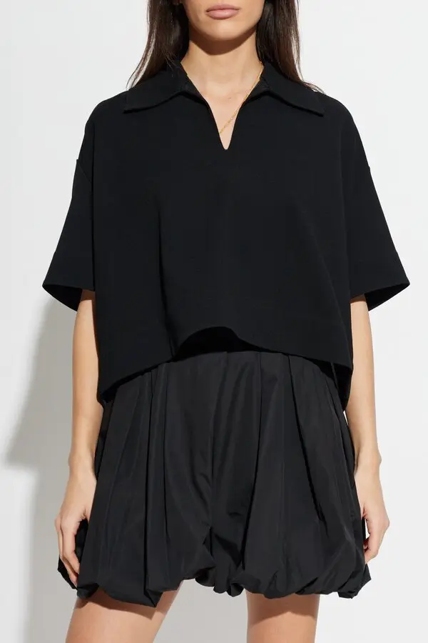 JIL SANDER Loose-fit Top With Polo Collar - Black