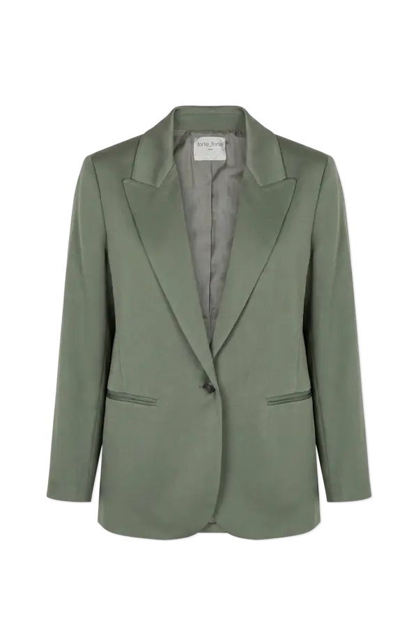 FORTE_FORTE Satin Blazer With Single Vent - Green