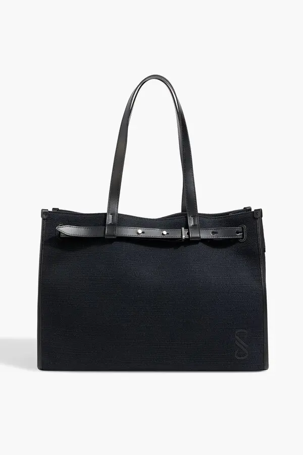 Proenza Schouler Belted Leather-trimmed Canvas Tote - Midnight Blue