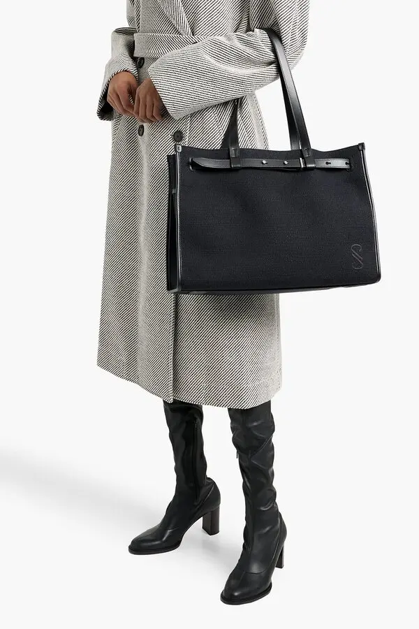 Proenza Schouler Belted Leather-trimmed Canvas Tote - Midnight Blue
