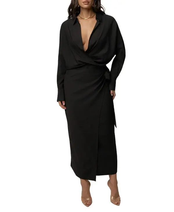 JLUXLABEL Skyline Wrap Midi Dress - Black